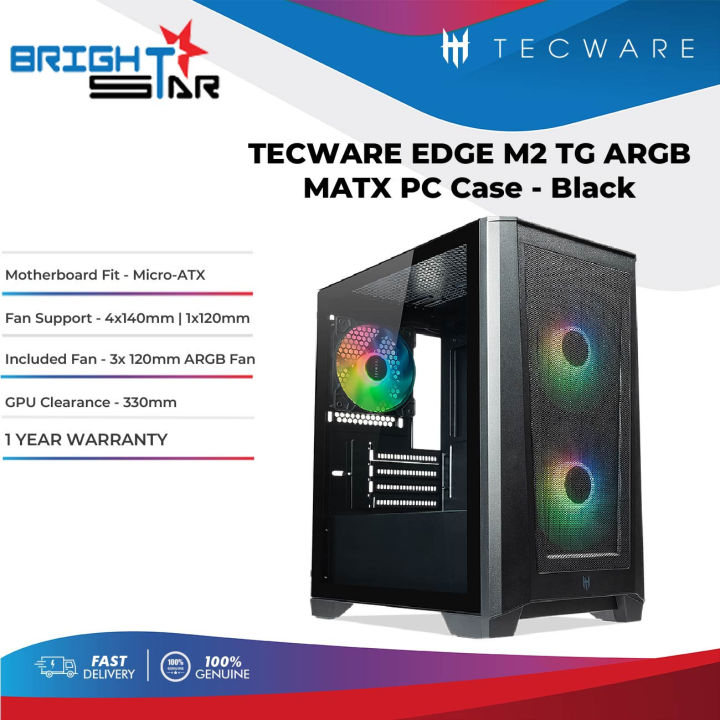 TECWARE EDGE M2 TG ARGB MATX PC Case - Black | Lazada