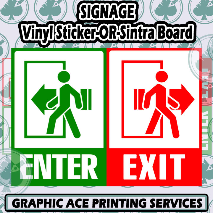 A4 Size Enter Exit Entrance Signage Waterproof Sticker or Sintra Board ...