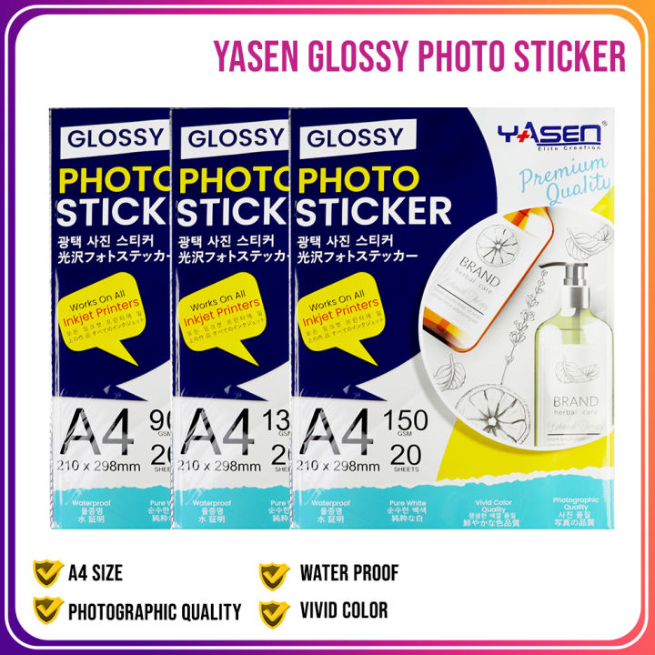 YASEN Photo Sticker Paper A4 Size 90GSM / 135GSM / 150GSM | Photo ...
