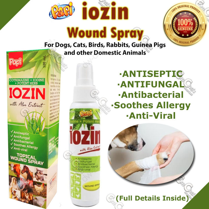 Papi Iozin 120ml Animal Wound Spray by JTC (Dogs, Cats, Pigs, Roosters ...