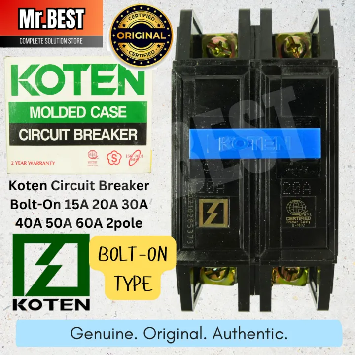 Original Koten Circuit Breaker Bolt-On & Plug-In Type 15, 20, 30, 40 ...