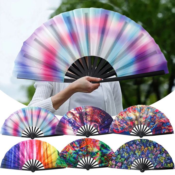SPOON Large Line Dance Popping Fans Chinese Style Folding Hand Fan ...
