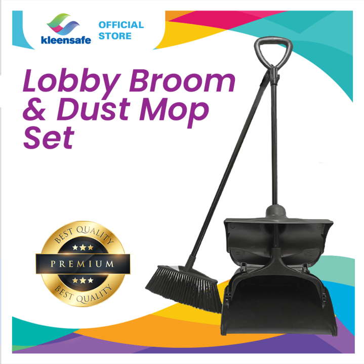 Kleensafe Heavy Duty Lobby Broom Set Multipurpose Plastic Broom and ...