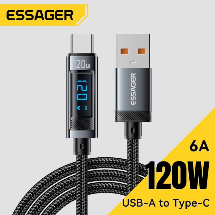 Essager สายชาร์จ USB to Type-C 6A 120W ของ พร้อมจอแสดงผลแบบดิจิทัล ถ่าย ...