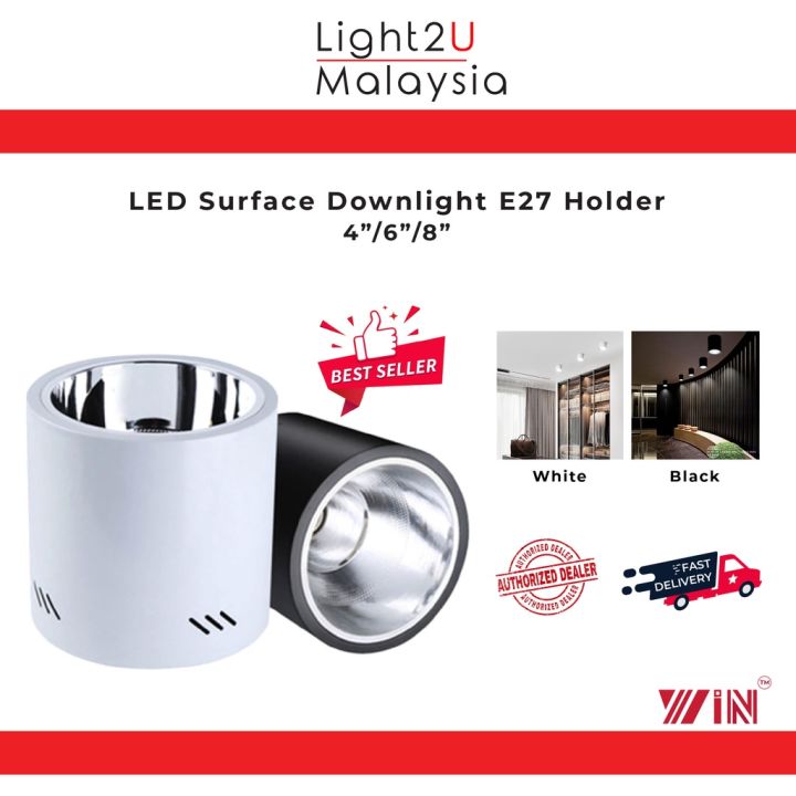 WIN E27 Surface Mounted Downlight (4" , 6", 8" Inch)(E27 Black, White ...