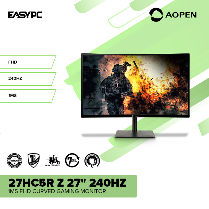 EasyPC | AOPEN 27HC5R Z 27 240HZ 1MS FHD Curved Gaming Monitor | Lazada PH