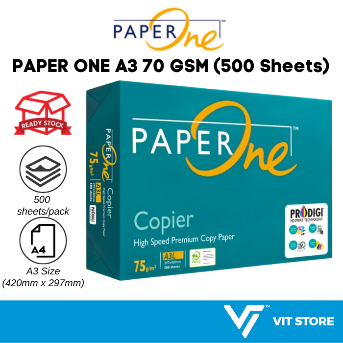 Paper One A3 70gm Photostat Paper 500'Sheets (A3 (420 x 297mm), 500 Sheets) Copier Paper | Lazada