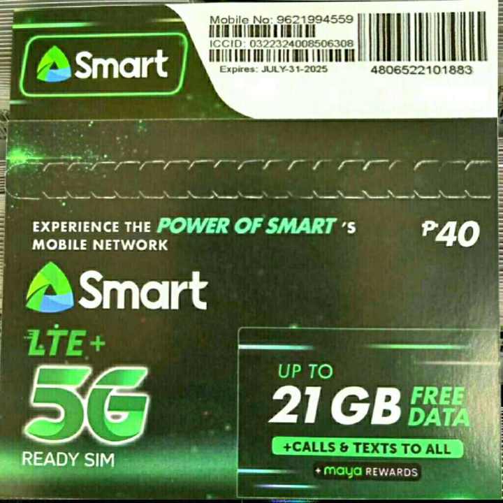 SMART SIM CARD 5G with Up to 21GB Data Brand New and Sealed Expiry ...