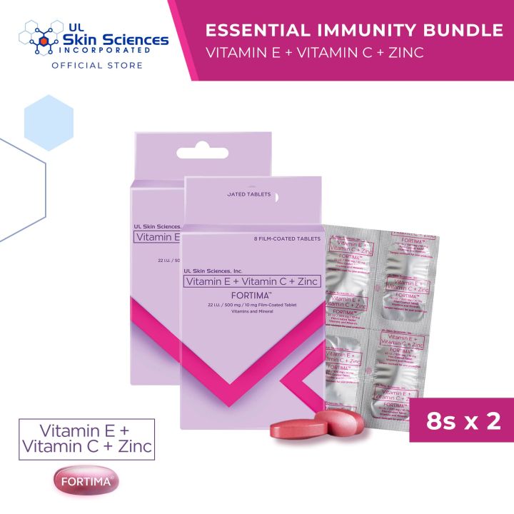 Fortima (Vitamin C + Zinc + Vitamin E) Essential Immunity Bundle 8s Box (2 boxes) | Lazada PH
