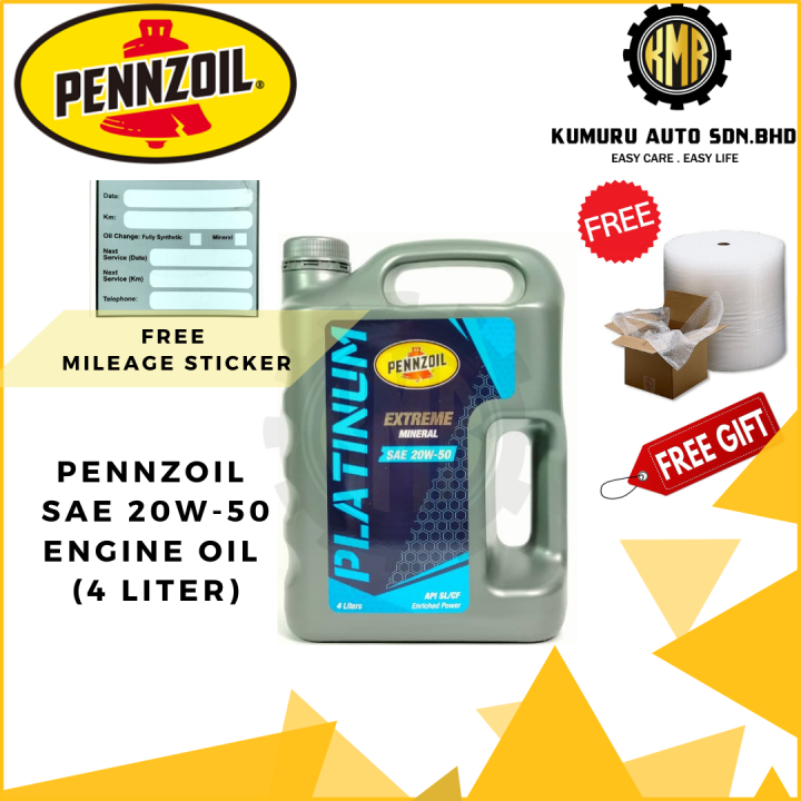 Pennzoil Platinum Extreme Mineral Engine Oil SAE 20W50 4L | Lazada