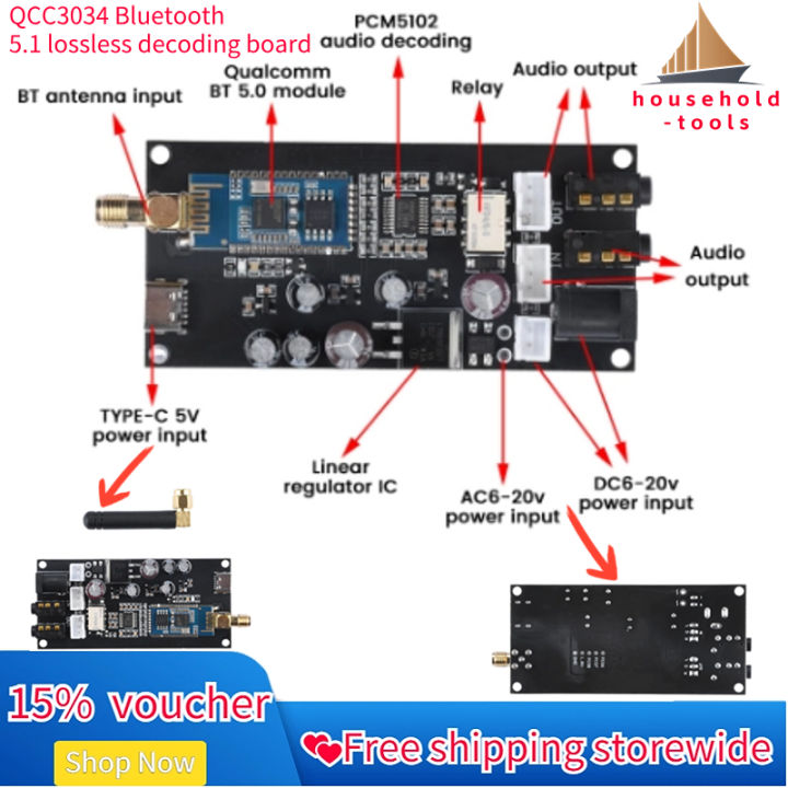 【💕Ready Stock🎉】household-tools QCC3034 Bluetooth 5.1 Lossless Decoding ...