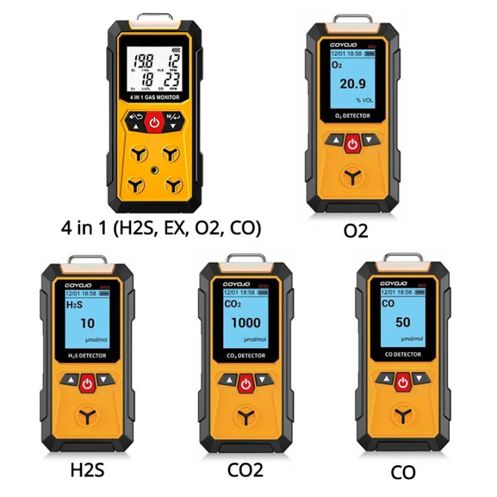 Gas Detector Meter Oxygen O2 Carbon Monoxide CO H2S Ex Combustible Gas ...