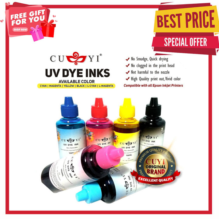 Cuyi 100ml Dye Ink For Inkjet Printer Continuous Refillable C M Y K Lc ...