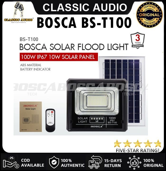 BOSCA Solar Flood Light BS-T 100W IP67 solar flood light with remote ...