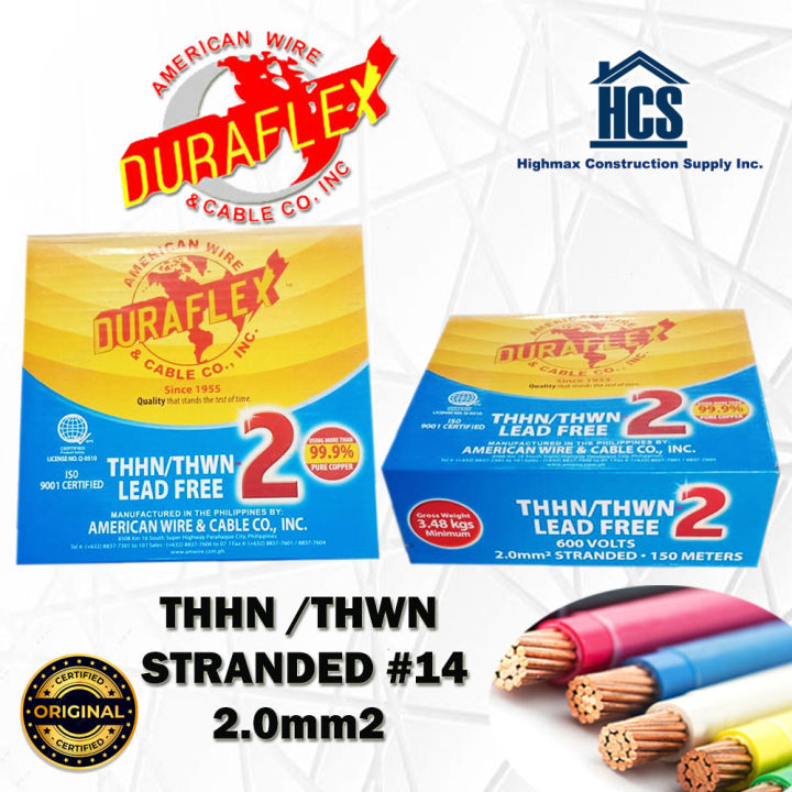 Duraflex Stranded #14 2.0mm THHN / THWN-2 Lead-Free 600V American Wire ...