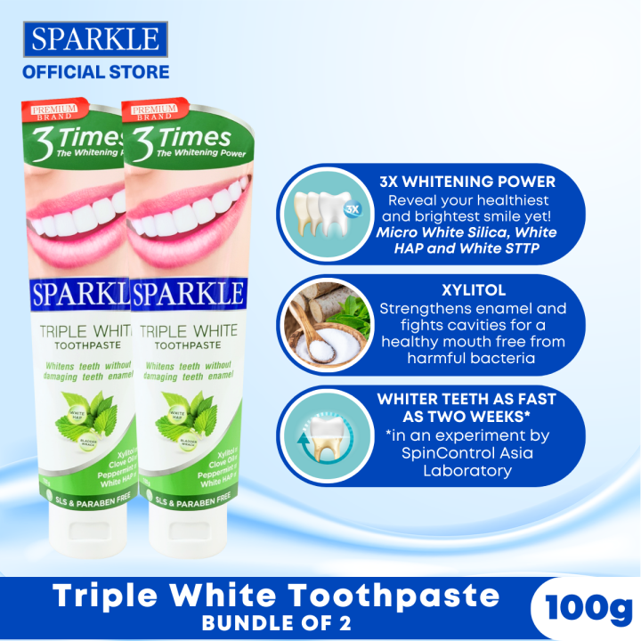 SPARKLE Triple White Healthy Whitening Toothpaste 100g (Bundle of 2 ...