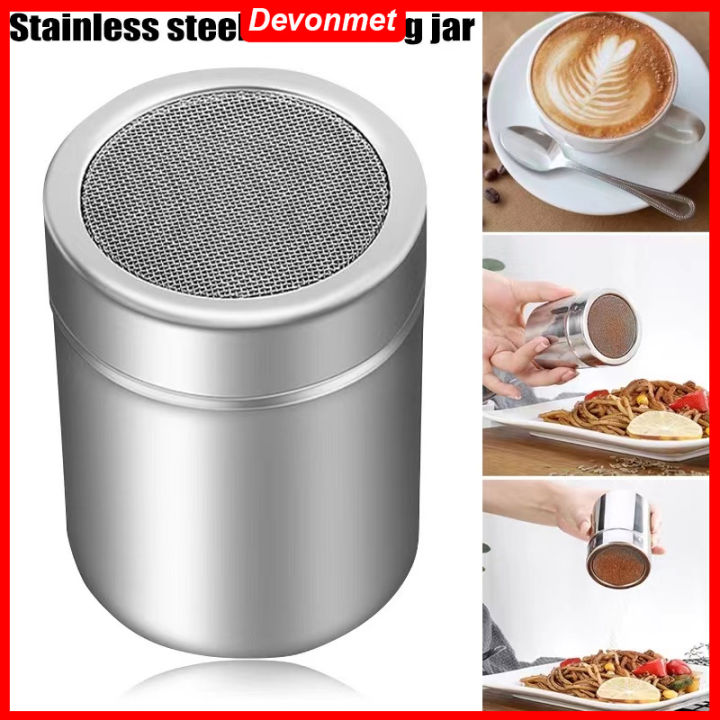 Powder Sugar Shaker with Lid Stainless Steel Powder Shaker Powder ...