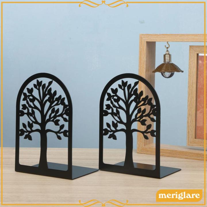 meriglare 2Pcs Metal Bookends Decorative Bookends Book Stand Bookshelf ...