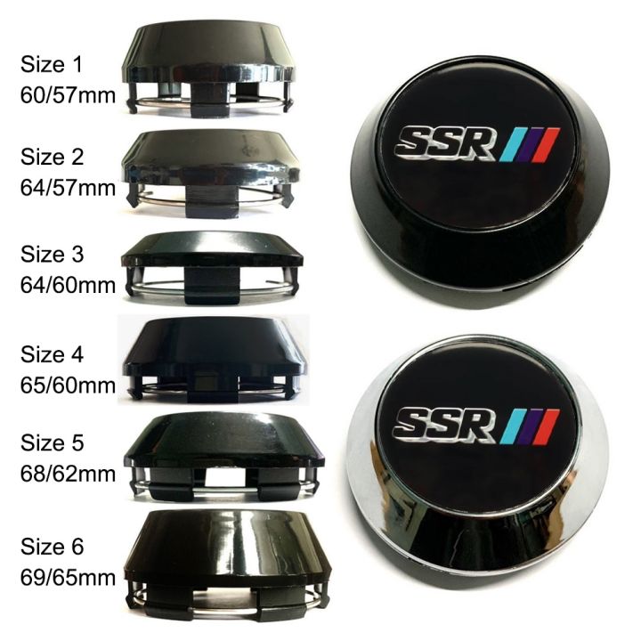 NEW HOSHER 4pc 60mm/64mm/65mm/68mm/69mm SSR Black blue red logo Sticker ...