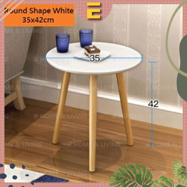 [EC] Solid Wood Round Shape Coffee Table Side Table with 3 Legs | Lazada