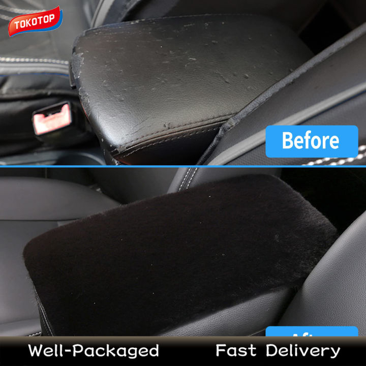 Armrest Box Cover Suede Leather Armrest Mat Arm Rest Protection Cushion ...