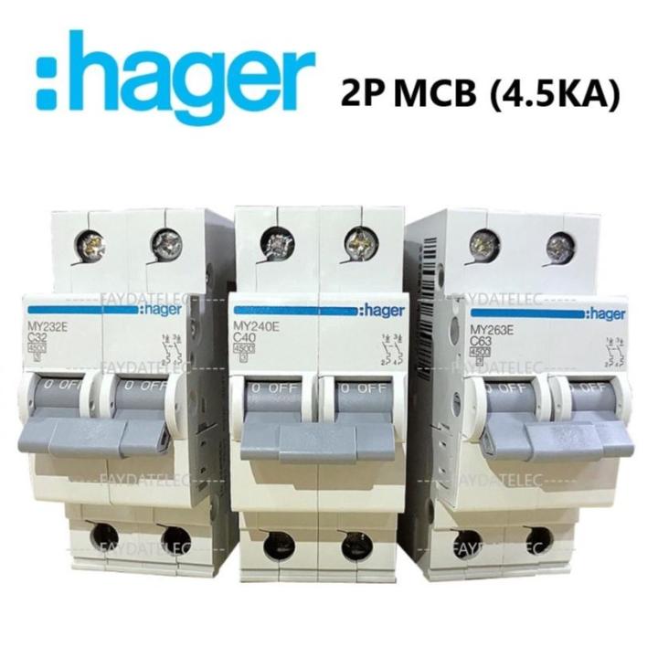 Hager MY Series 2 Pole MCB 16A / 32A / 40A / 63A (4.5KA) Miniature Circuit Breaker | Lazada
