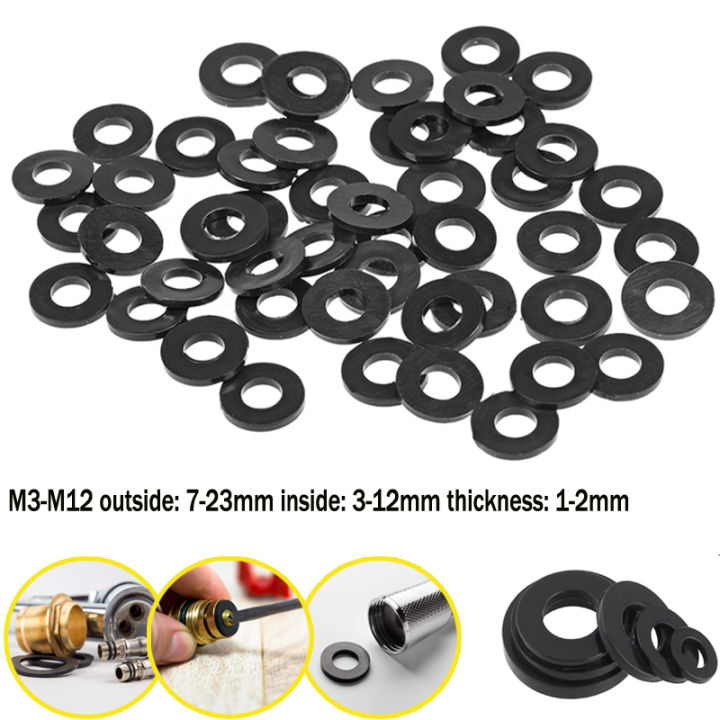 25/50/100pcs M3 M4 M5 M6 M8 M10 M12 Black Insulation Sealing Ring ...