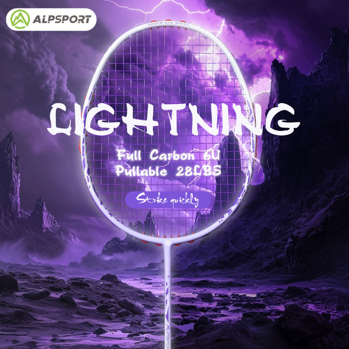 ALP Lightning Badminton Racket Full Carbon Fiber Ultra-light 4U 24lbs ...