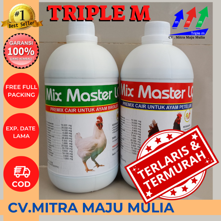 MIX MASTER LQ BROILER DAN PETELUR 1 LITER - Premix Cair Pemacu Pertumbuhan Ayam Broiler dan ...