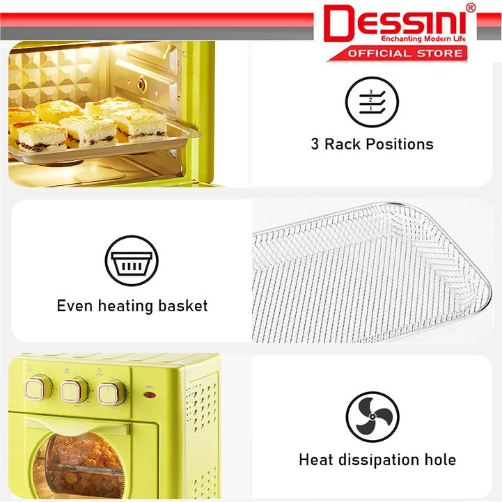DESSINI ITALY 18L Electric Rotisserie Oven Convection Hot Air Fryer ...