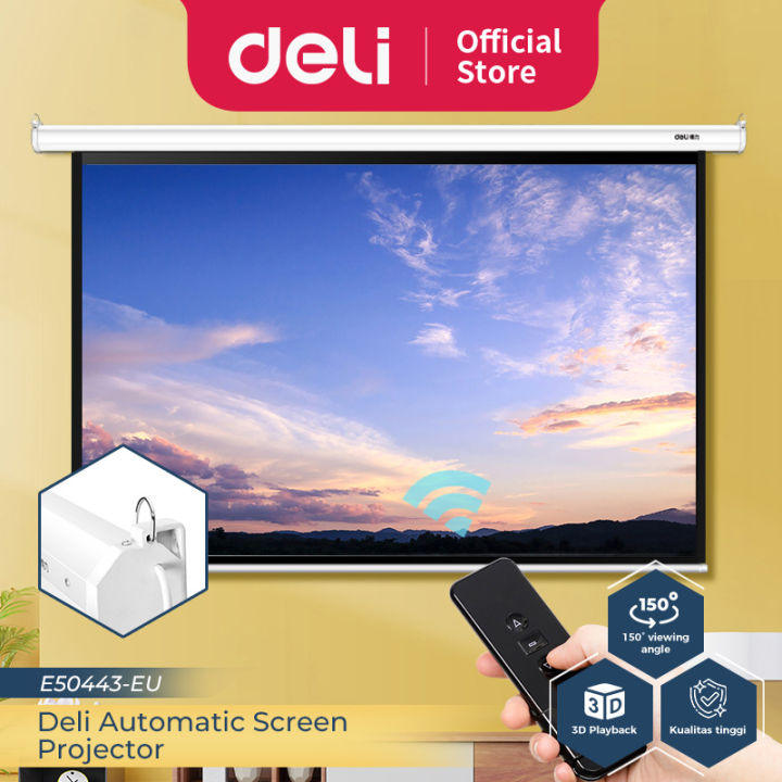 Deli Automatic Screen Projector Layar Proyektor Otomatis 120 inch ...