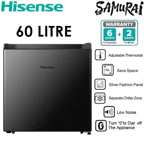 [ LOWES PRICE ] HISENSE MINI BAR FRIDGE 60L RR60D4ABN BLACK | Lazada