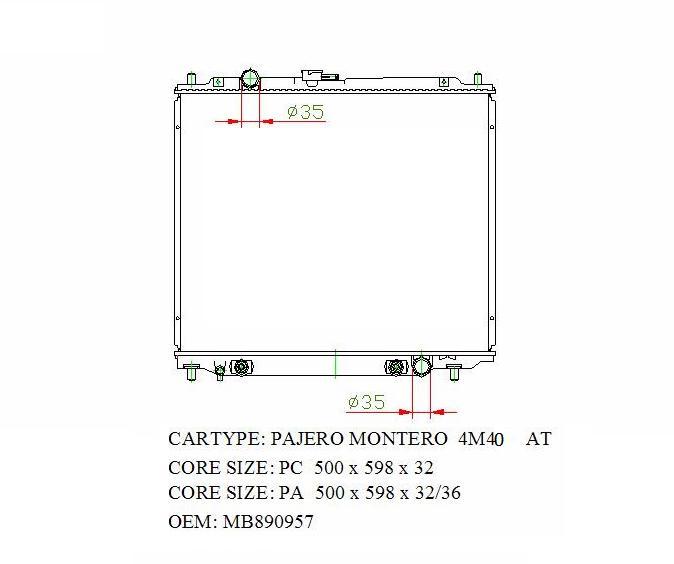 RADIATOR FOR PAJERO /4M40 SUBIC FIELDMASTER RHD DRIVE 1997-1999 ...