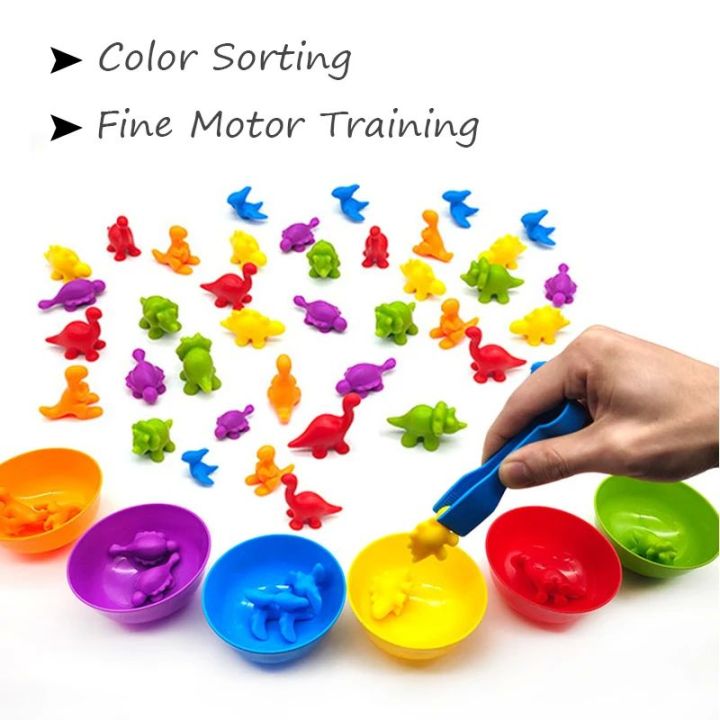 Montessori Material Rainbow Counting Bear Math Toys Animal Dinosaur ...