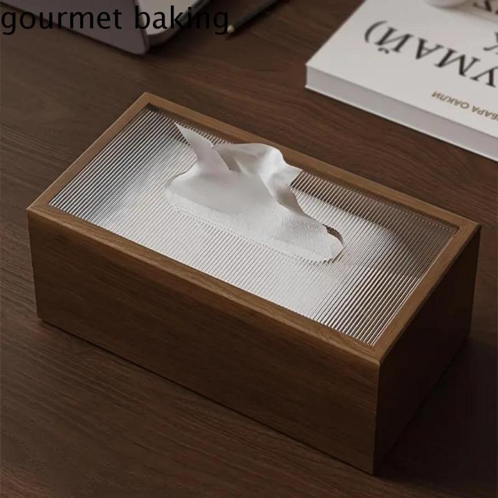 ANGY Elegant Walnut Wood Tissue Box Rectangle Rustic Napkin Holder Home ...