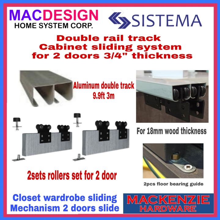 SISTEMA CABINET SLIDING MECHANISM FOR E002 2 DOOR ROLLER SET WITH E002 ...