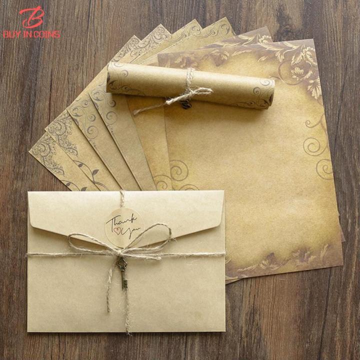 BUY IN COINS Vintage Kraft Envelope Letter Paper Set Valentine's Day ...