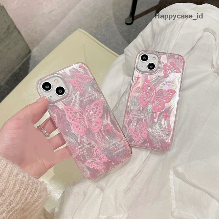 SS1037 SOFTCASE CASING COVER MOTIF PINK BUTTERFLY COMPATIBLE FOR IPHONE ...