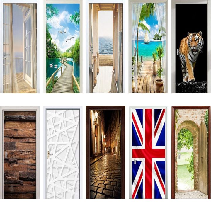 Custom self Adhesive 3D Door Sticker Wallpaper Poster Removable Door ...
