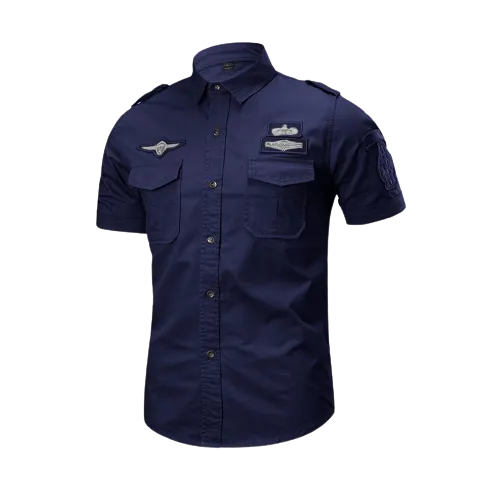 Kemeja Taktikal Biru Navy Bordir. American Drill | Lazada Indonesia