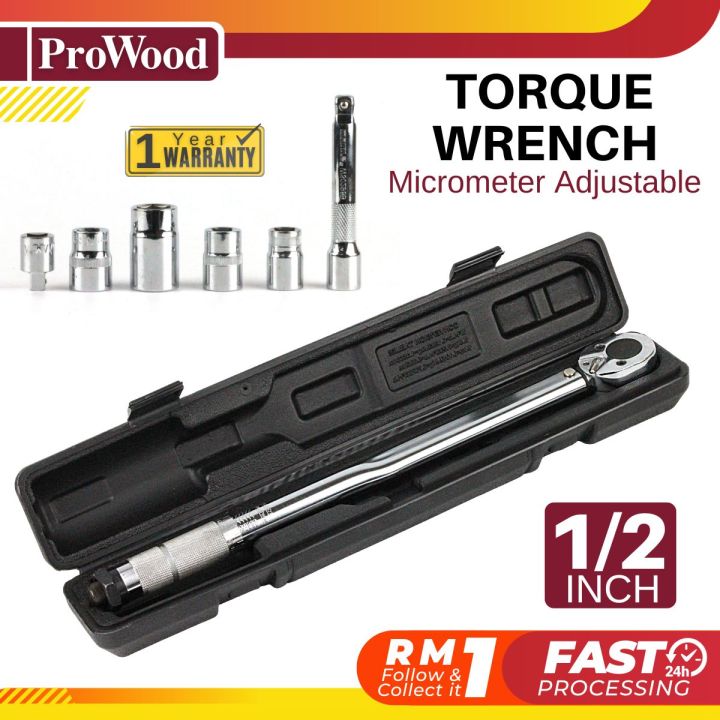 1/2'' Driver Click Adjustable Micrometer Torque Wrench Spanar 28-210nm ...