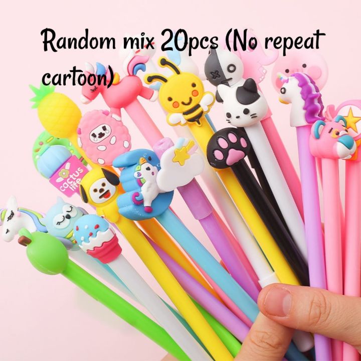 20pcs Cute Cartoon Gel Pen Pen Comel (Free Storage Bag) Stationery Set ...