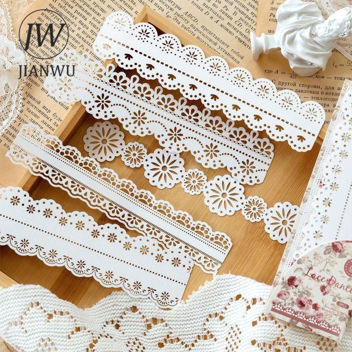 JIANWU 5 Sheets Long Holiday Series Vintage Lace Long Strip Hollow ...