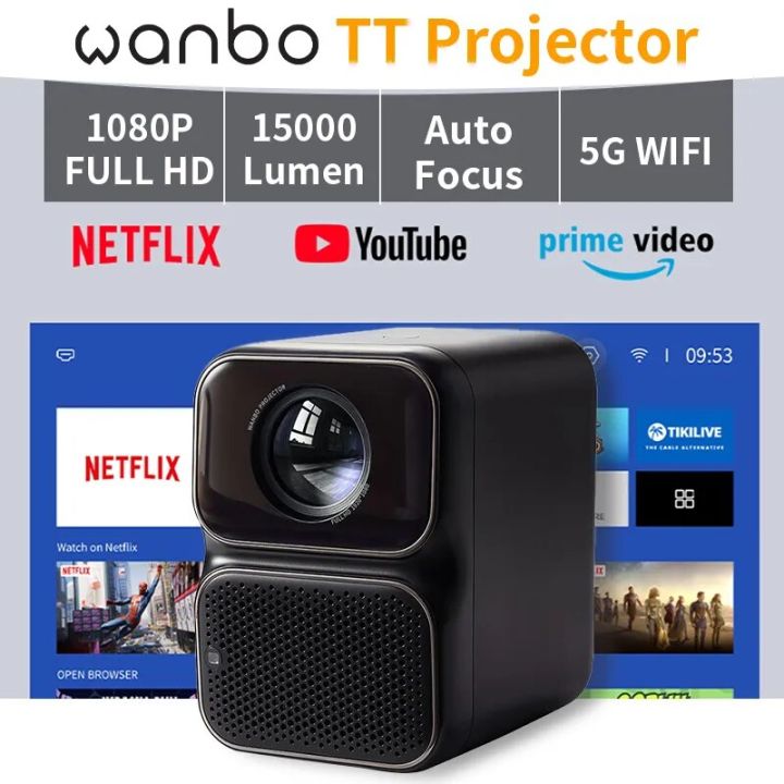 Wanbo TT Mini Projector Netflix Certified 1080P Linux System 15000 ...