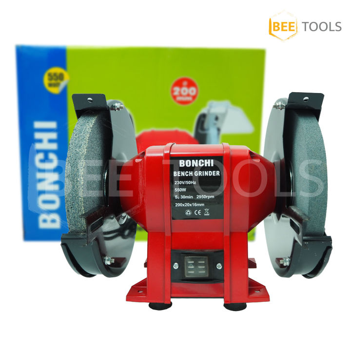 BONCHI มอเตอร์หินเจียร์ 8 นิ้ว หินเจียร์ตั้งโต๊ะ เครื่องเจียร์ แท่นหิน ...