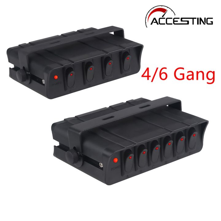 12V 10A Rocker Switch Panel Box With Fuse 4/6 Gang Toggle Controller ...