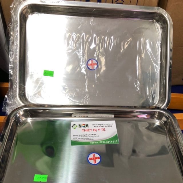 Mâm inox Khay chữ nhật, khay inox y tế, khay inox hình chữ nhật đựng dụng cụ y tế cỡ 32cm x 23cm ...