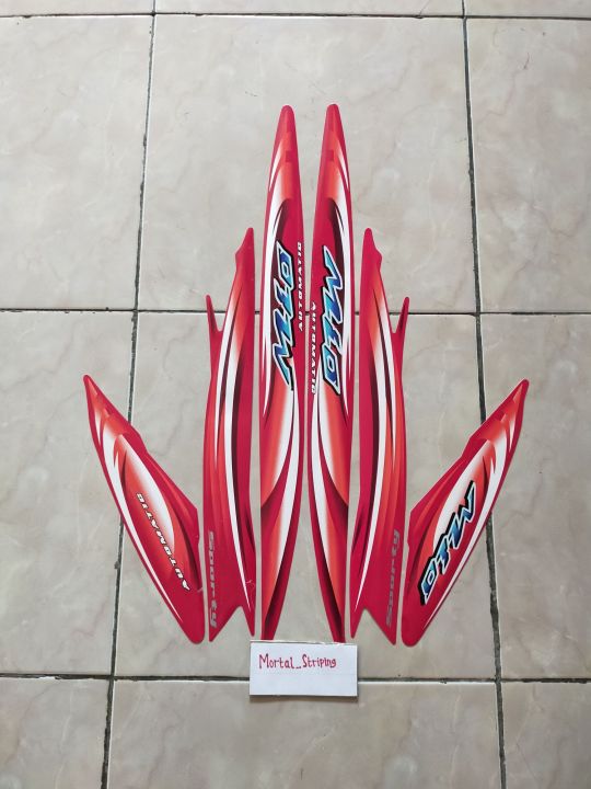 STIKER STRIPING & LIS BODY YAMAHA MIO SPORTY 2007 WARNA MERAH STANDAR ...