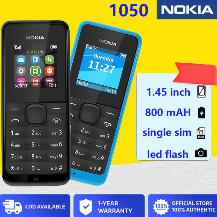 Original Feature Phone Nokia 1050 Keypad Phone 800mAh single sim Keypad ...