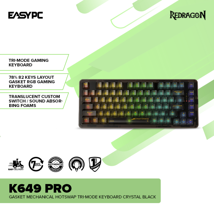 EasyPC | Redragon K649 PRO Gasket Mechanical Hotswap Tri-mode Gaming ...